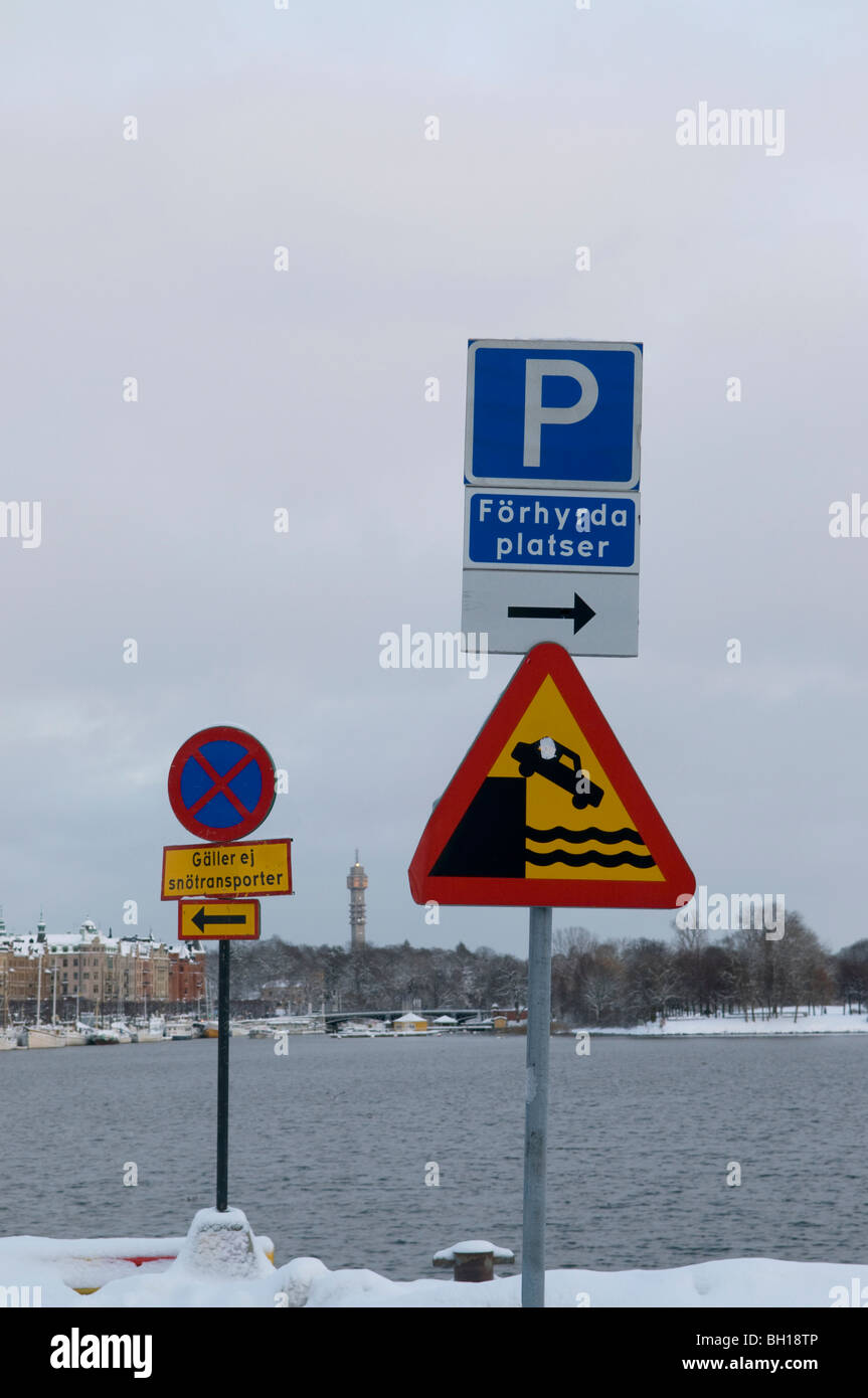 Traffic signs on Nybrokajen in Stockholm Stock Photo - Alamy