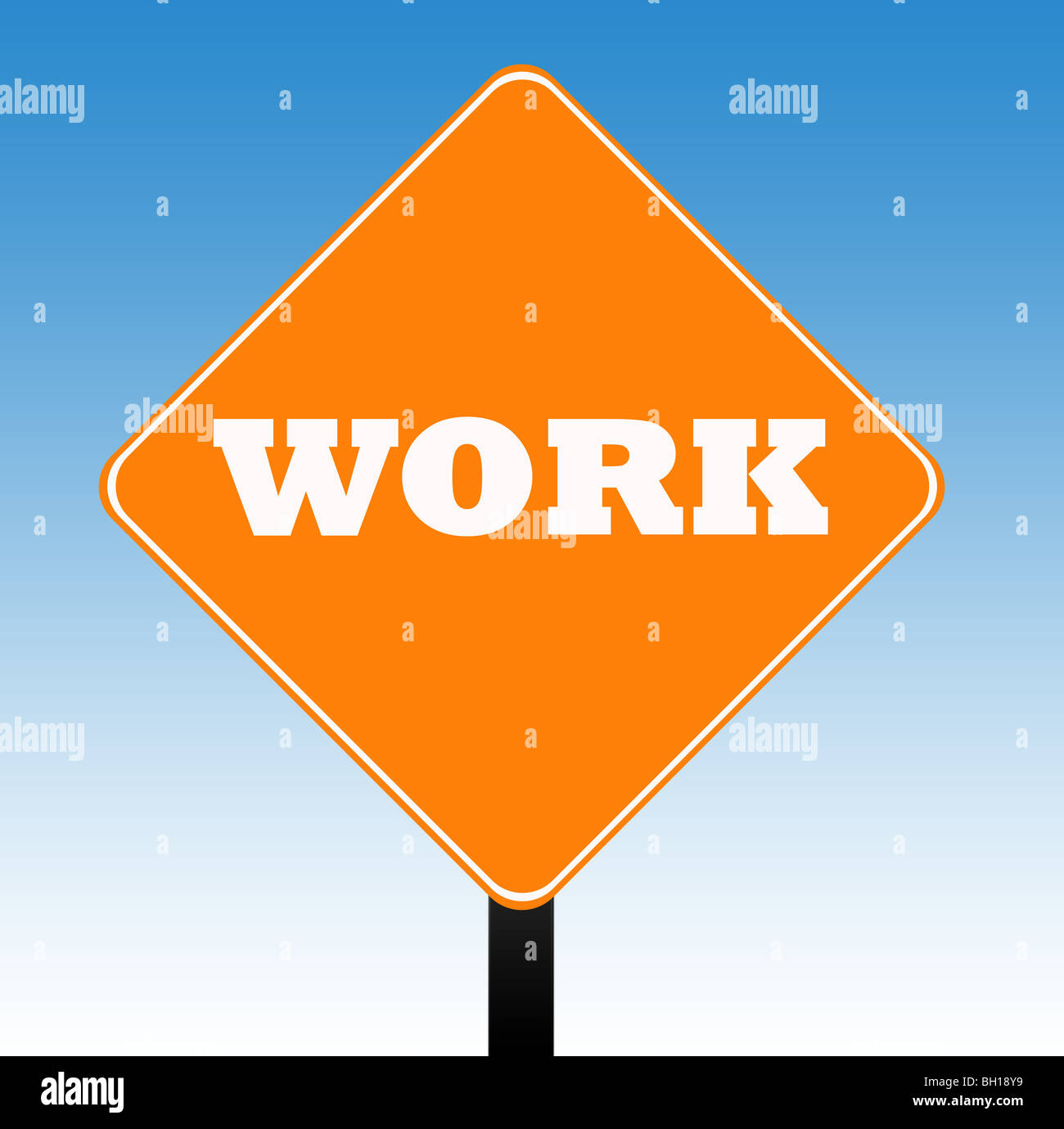 Work road sign with blue sky background Stock Photo - Alamy