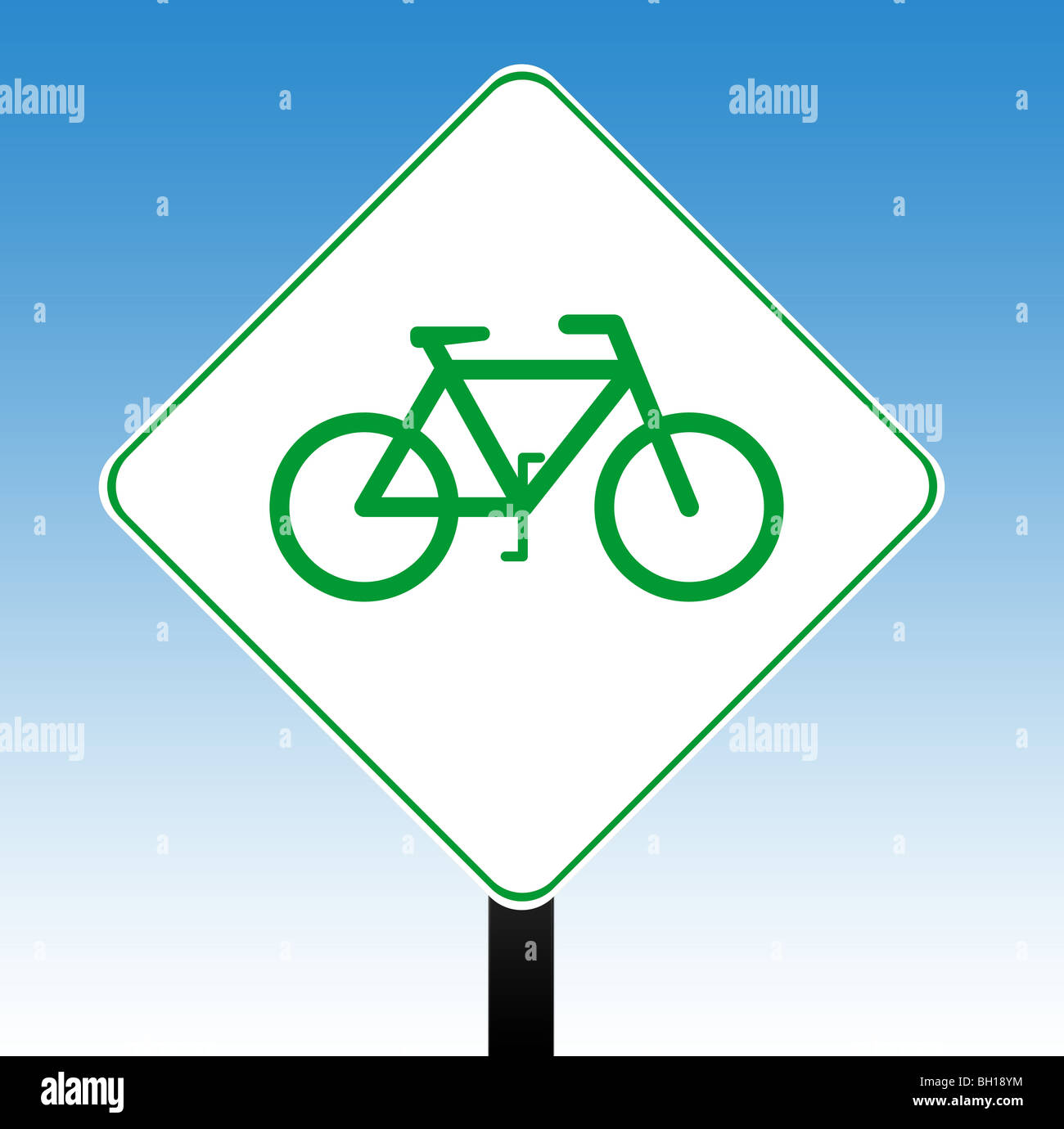 Cycling road sign with a blue sky background Stock Photo - Alamy