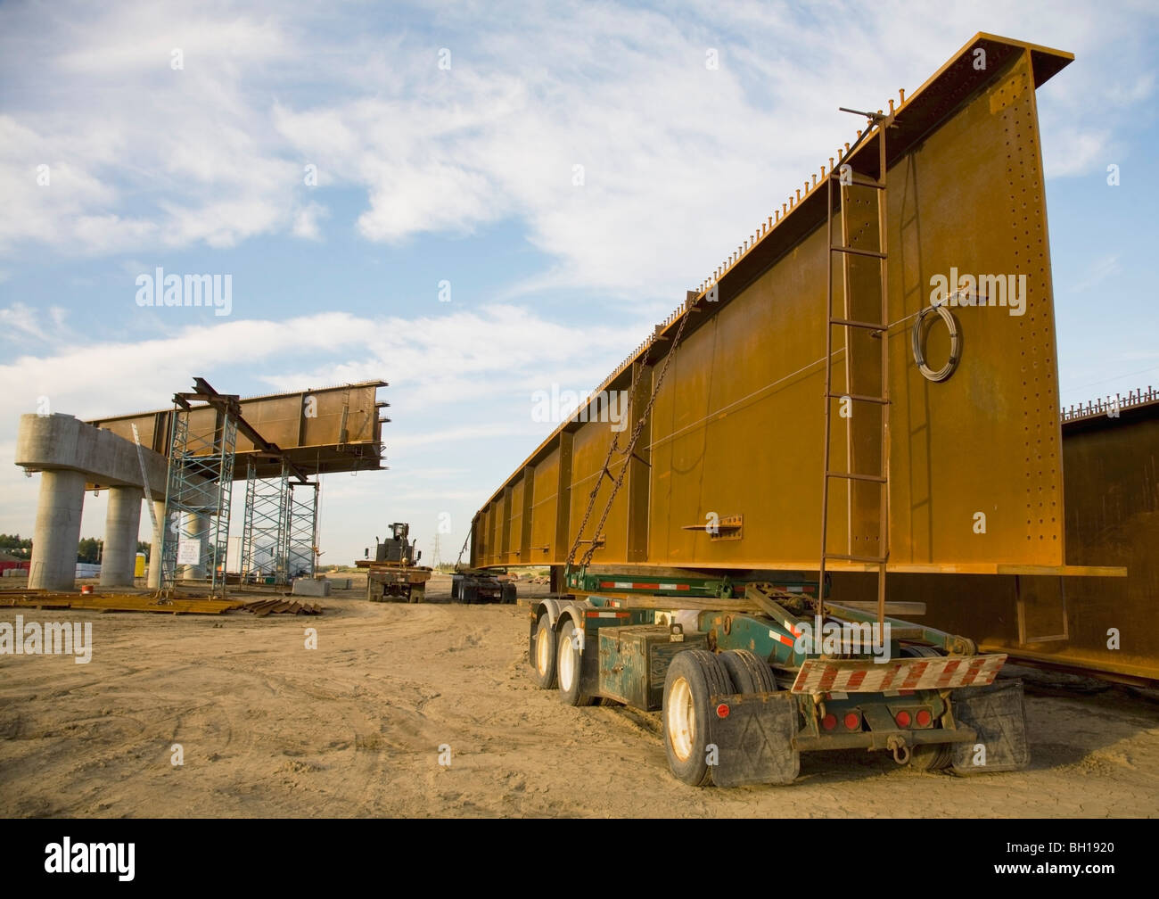Heavy road construction equipment for bridge building Stock Photo - Alamy