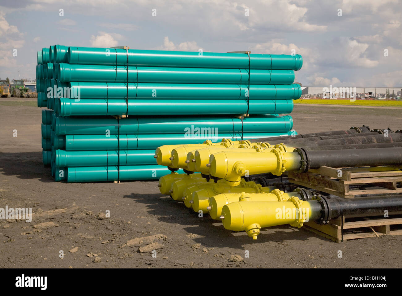 Fire hydrants and water pipes for new construction Stock Photo - Alamy
