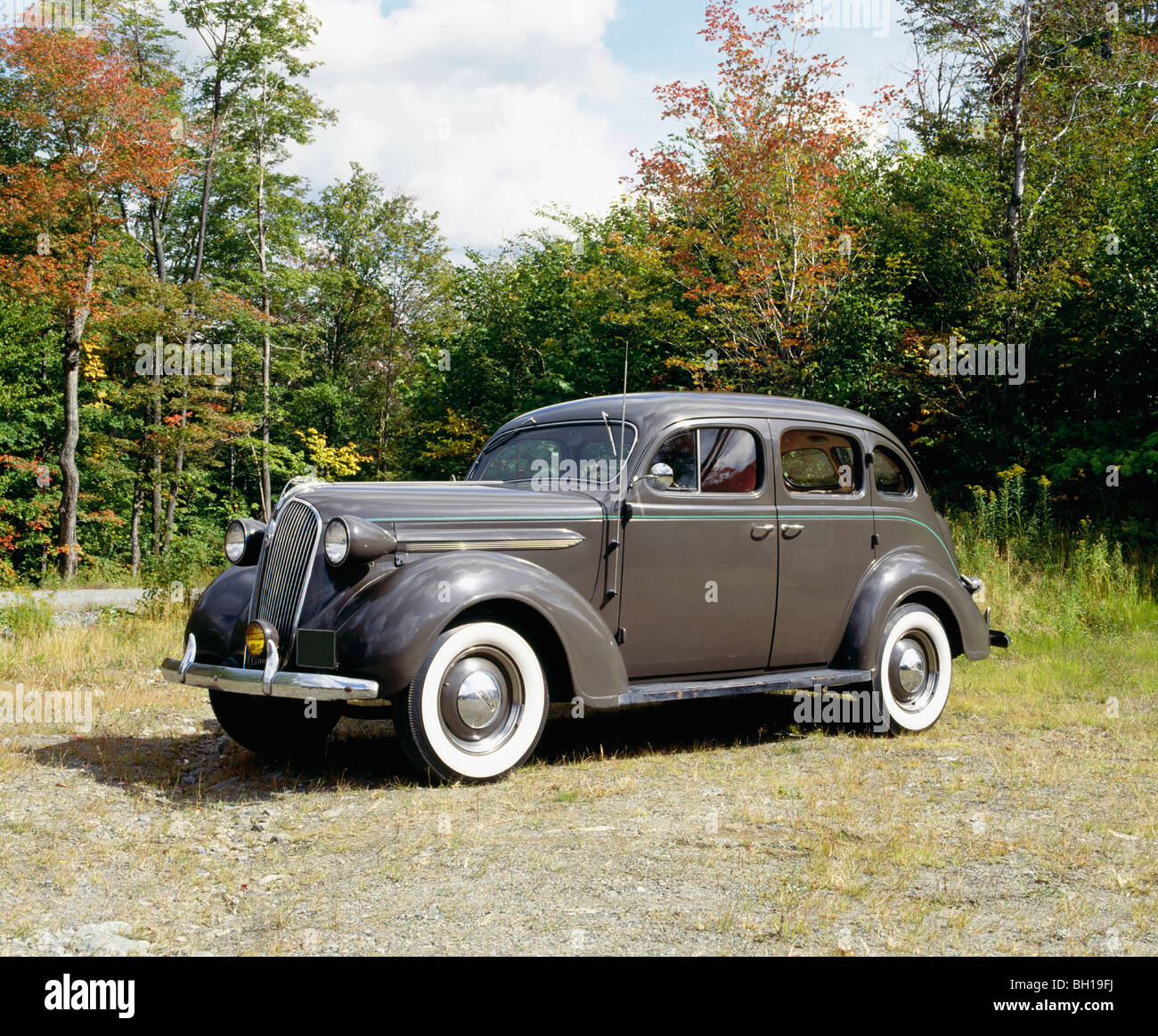 Vintage 1937 Plymouth Deluxe car, Waterloo, Quebec, Canada Stock Photo ...
