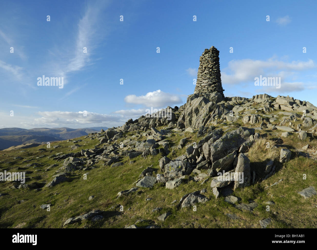 Cumbrian hill, summit of "High Street" in the English lakes region with ...
