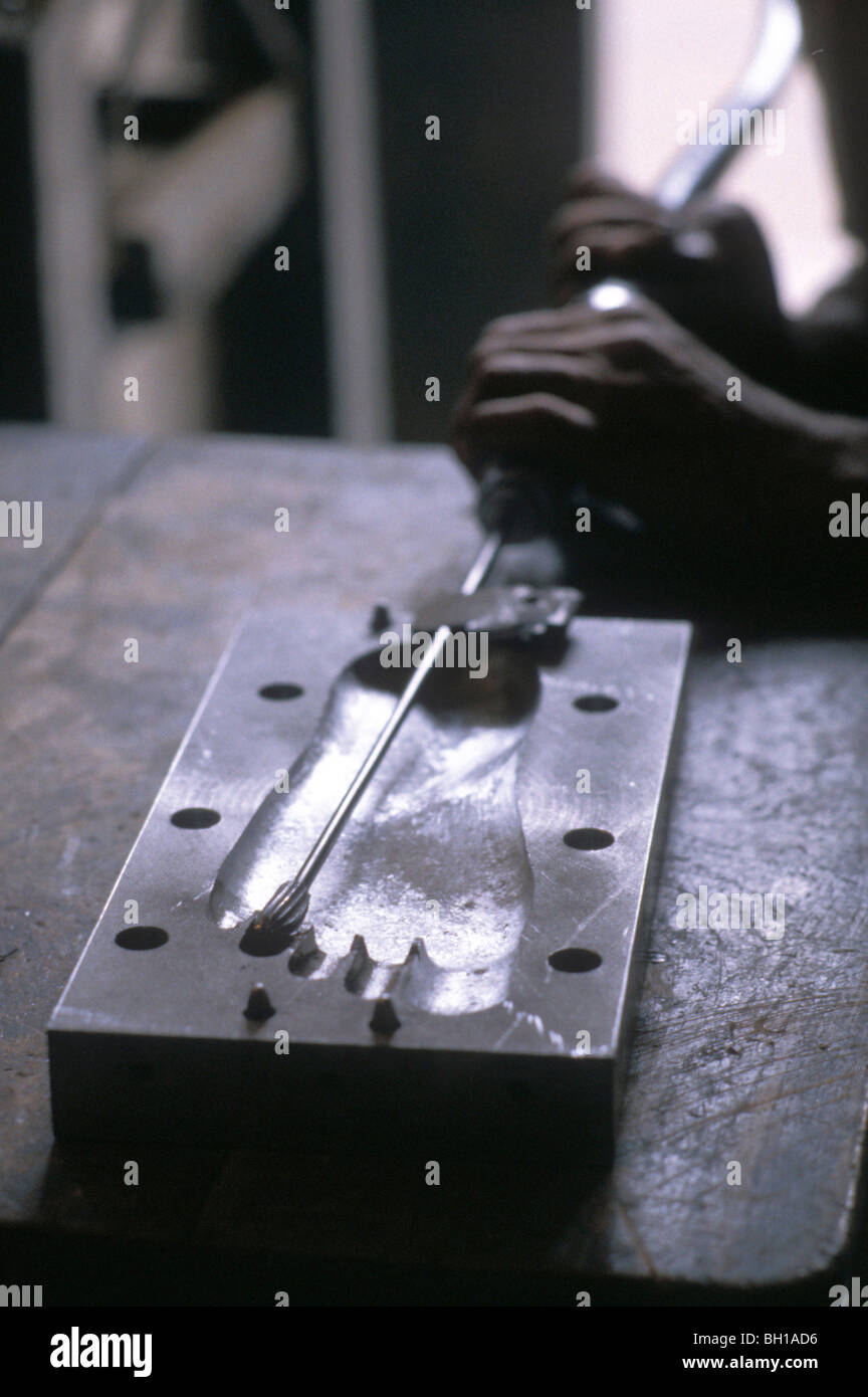 India. Technician in a workshop making artificial 'Jaipur Limb ...