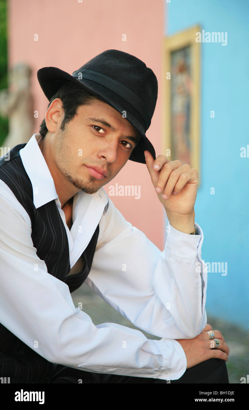 Male tango dancer, Caminito District of Buenos Aires, Argentina Stock ...