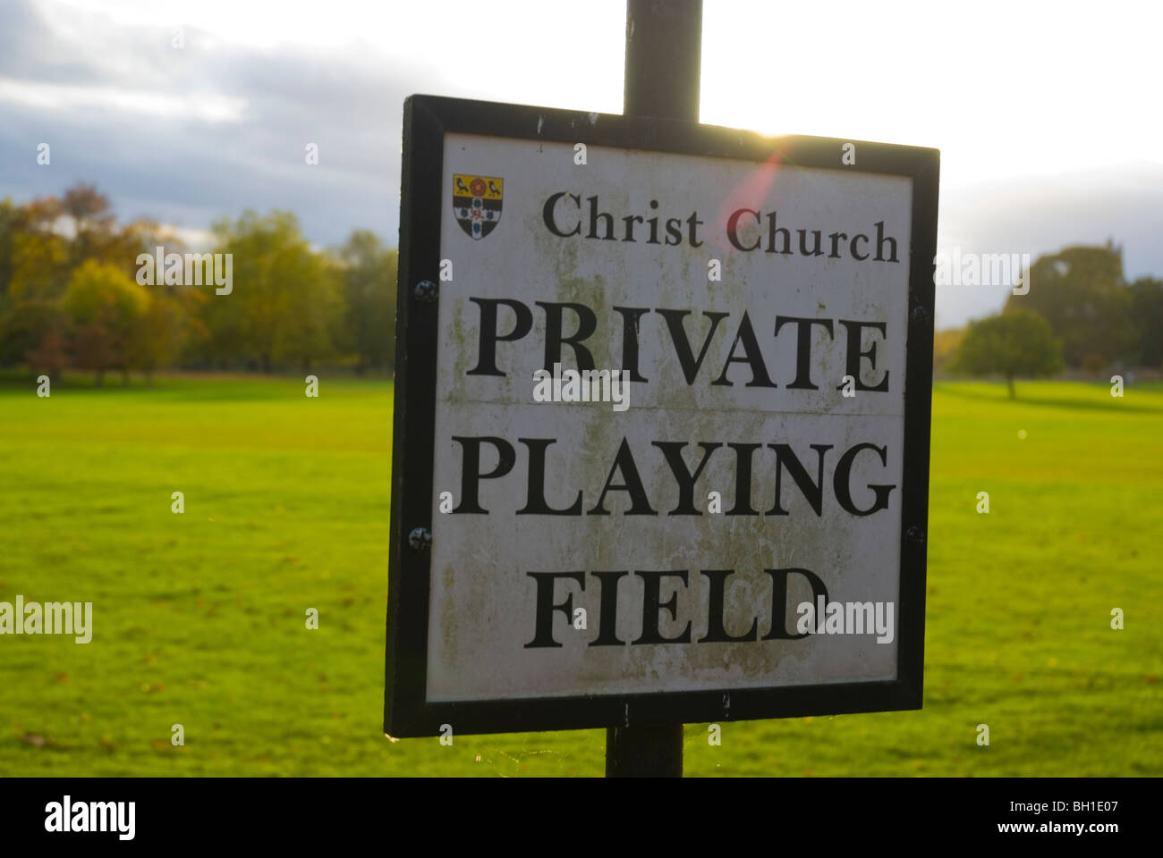 Christ Church private playing field sign Merton Field Oxford England UK ...