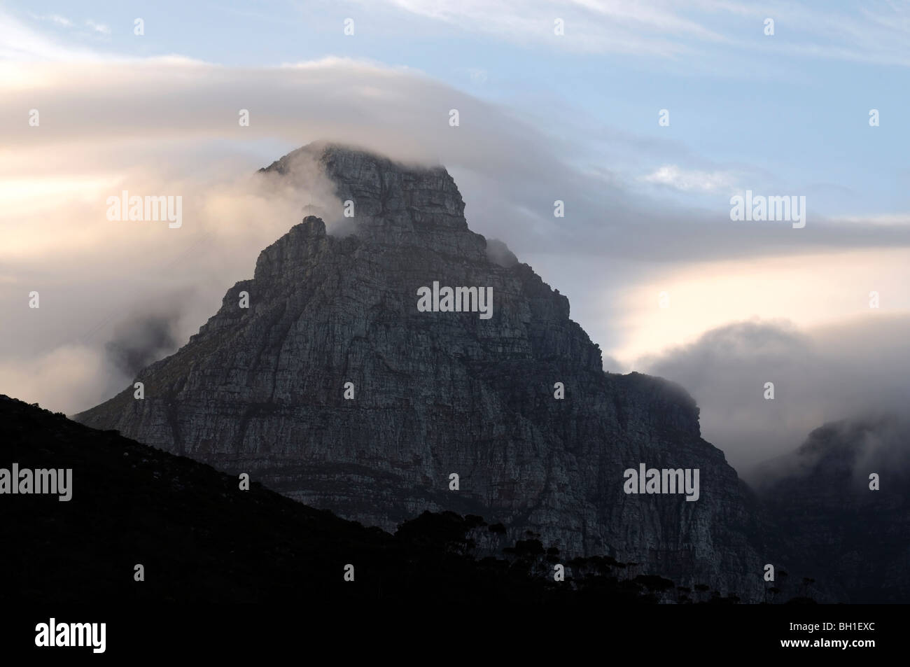 Clouds and mist over table mountain cape town south africa viewed view ...