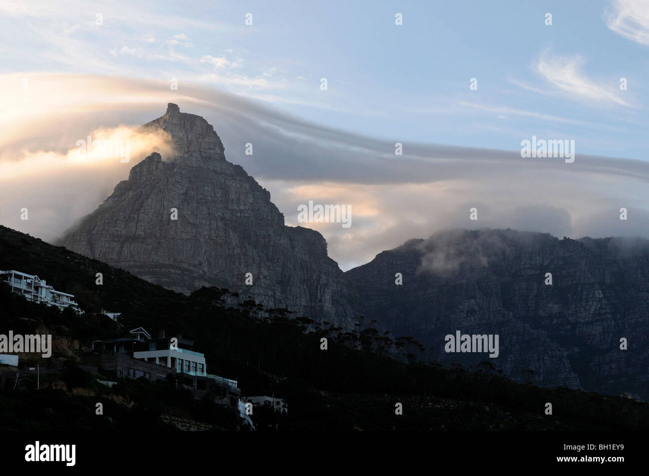 Clouds and mist over table mountain cape town south africa viewed view ...