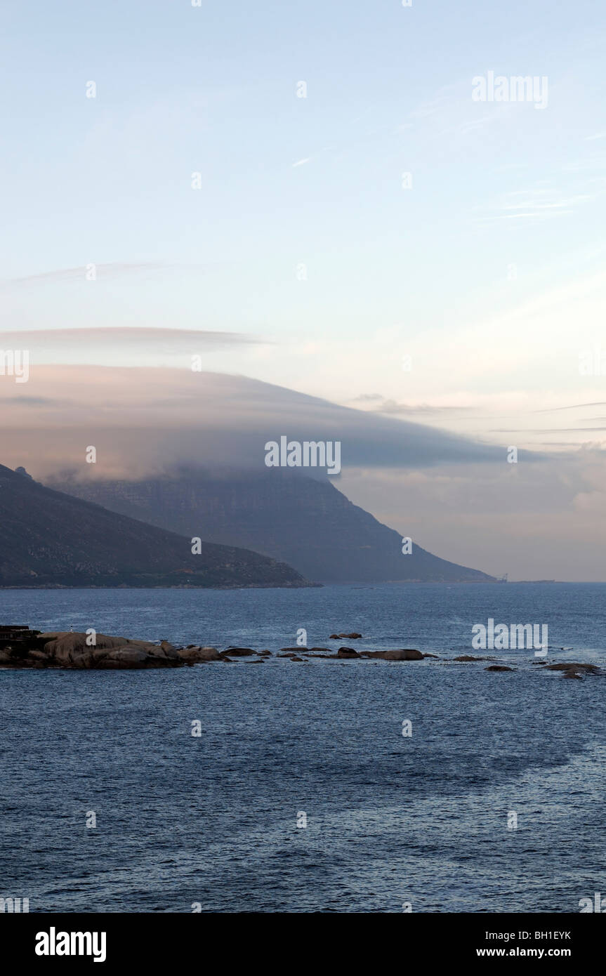 Clouds and mist over table mountain cape town south africa viewed view ...