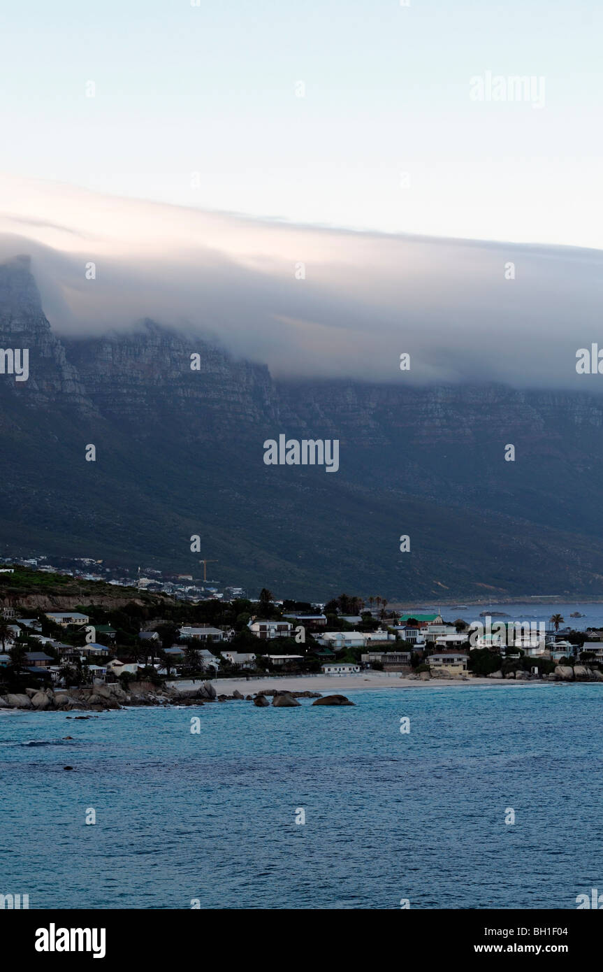 Clouds and mist over table mountain cape town south africa viewed view ...