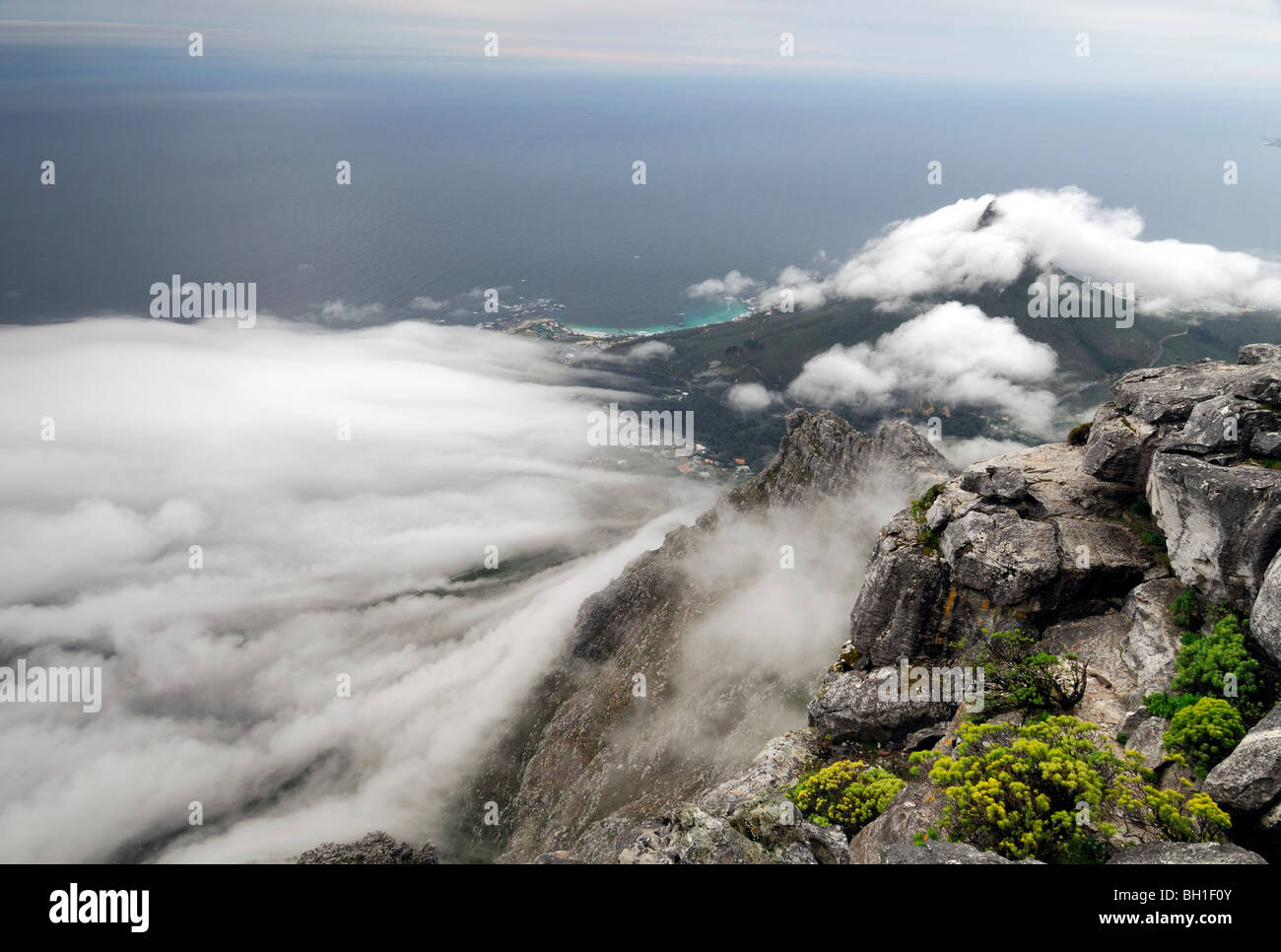 Clouds and mist over table mountain cape town south africa Stock Photo ...