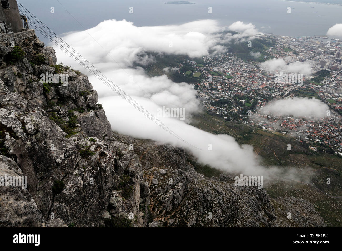 Clouds and mist over table mountain cape town south africa Stock Photo ...