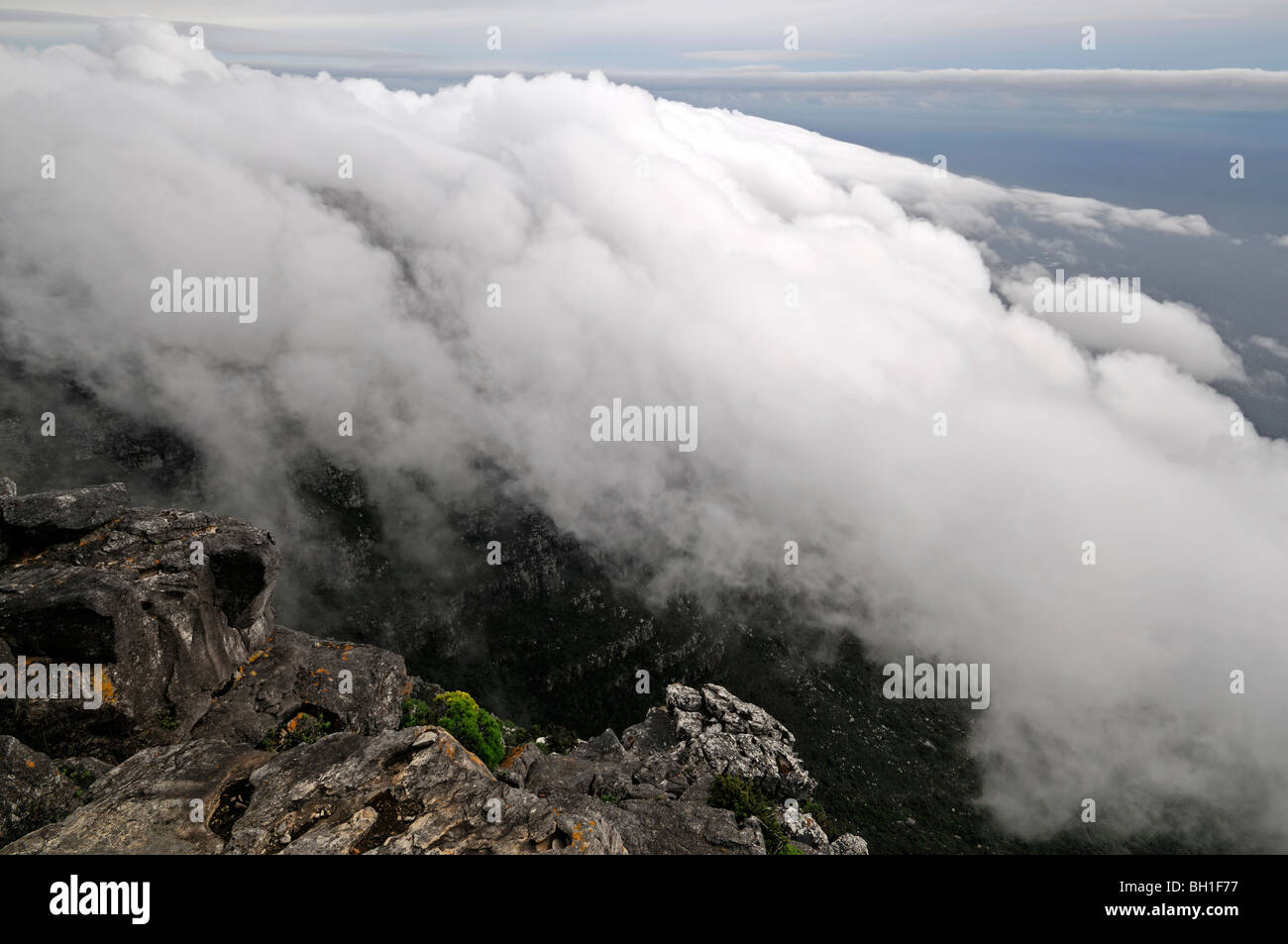 Clouds and mist over table mountain cape town south africa Stock Photo ...
