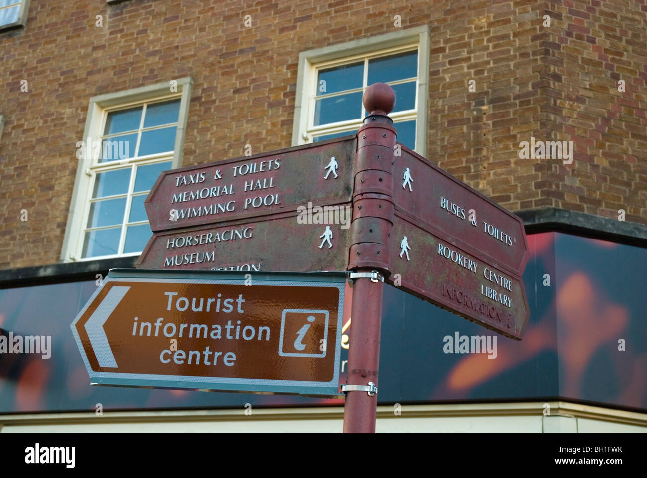 Signpost along High Street in Newmarket Suffolk England UK Europe Stock ...
