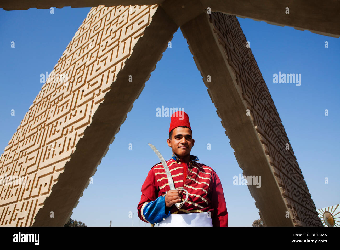 Soldier at the grave of President Sadat and the Memorial for the ...