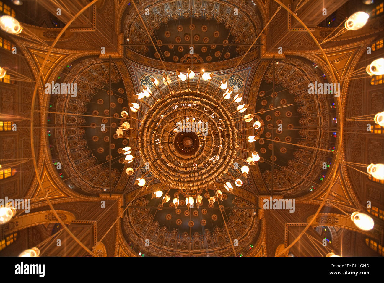 Low angle view at the grand cupola of the Mosque of Muhammad Ali, Cairo ...