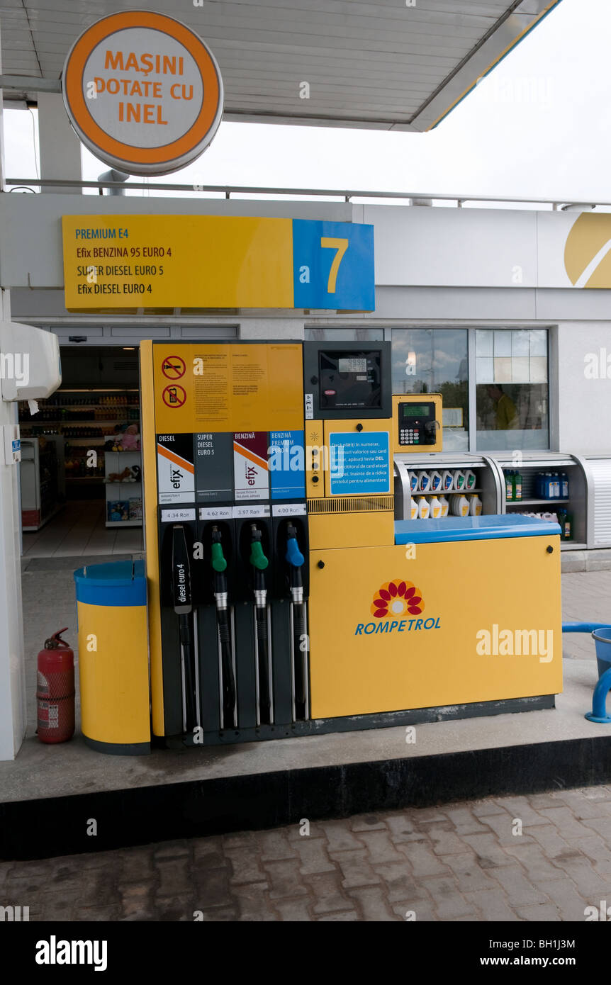 Rompetrol Petrol Gas station in Romania Eastern Europe Stock Photo - Alamy