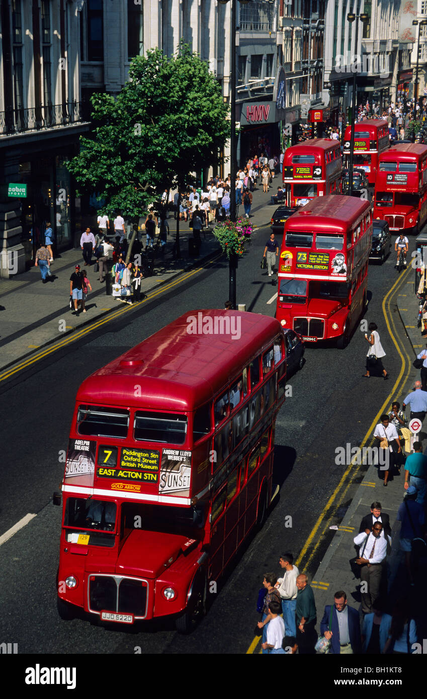 Europe, Great Britain, England, London, typical red double decker buses ...