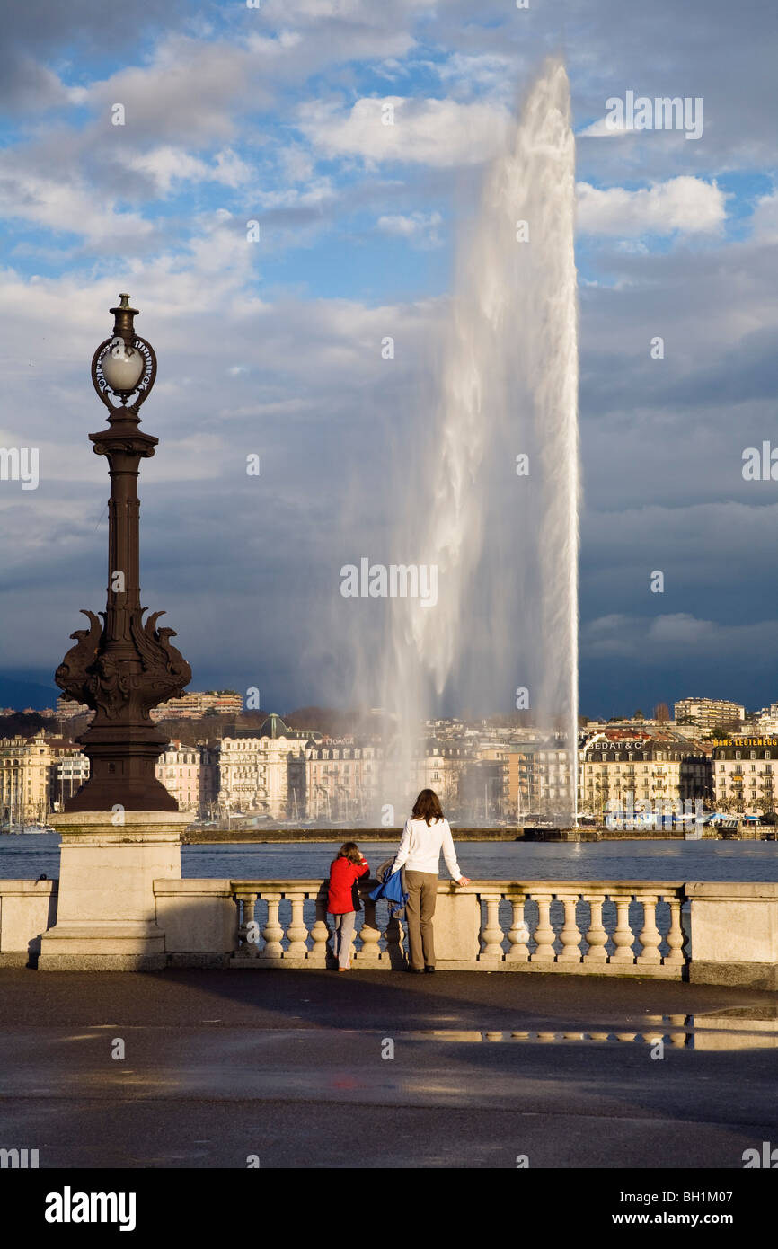 Geneva at Lake Geneva, fountain, Switzerland Stock Photo - Alamy