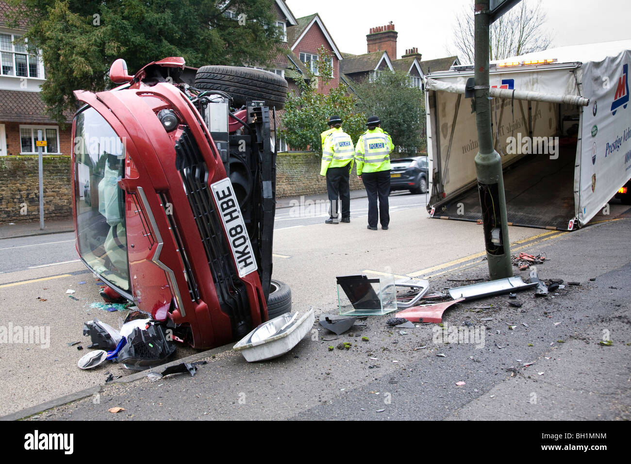 The aftermath of a road traffic accident (RTA), Surrey, England Stock ...