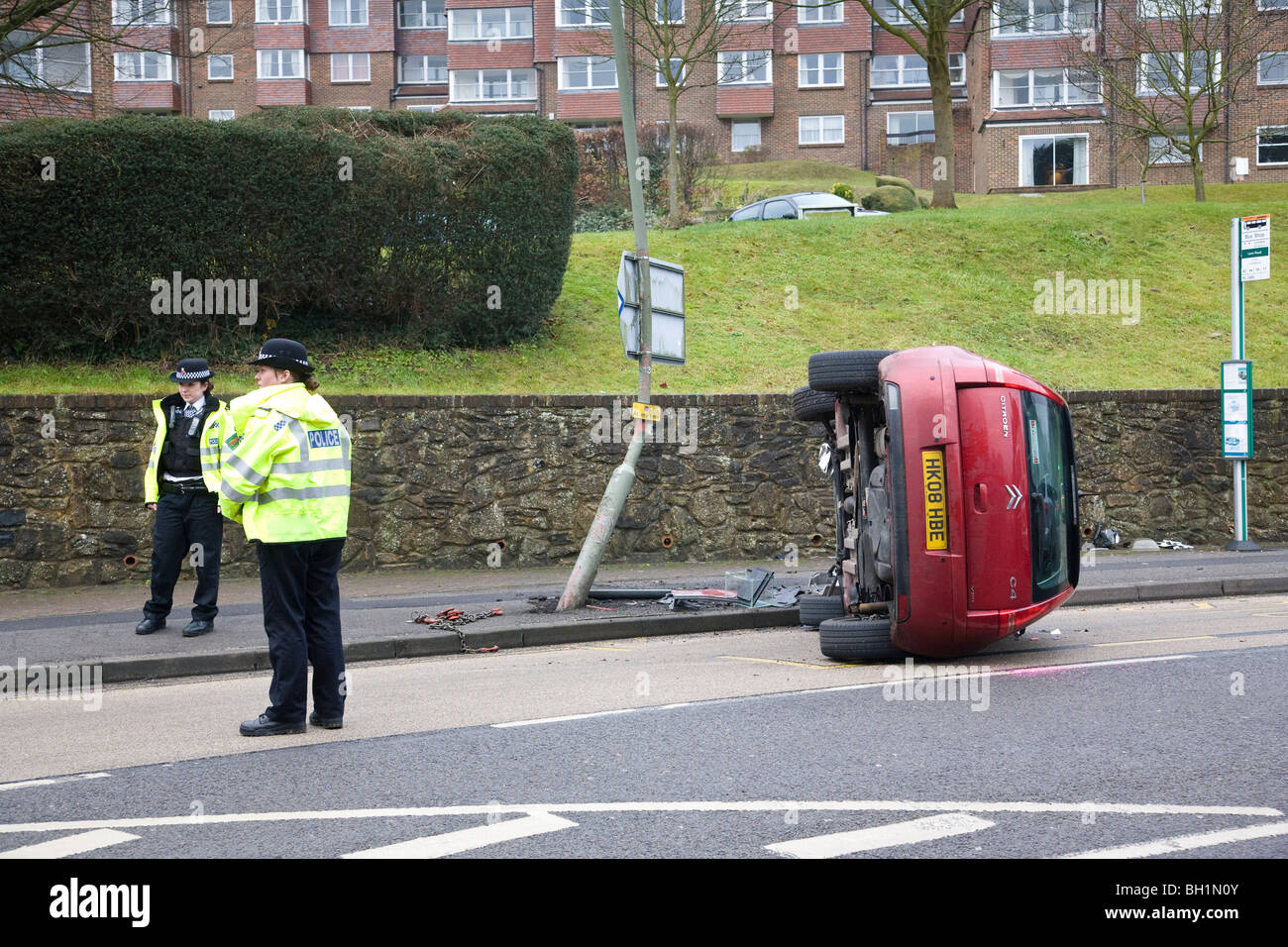 The aftermath of a road traffic accident (RTA), Surrey, England Stock ...