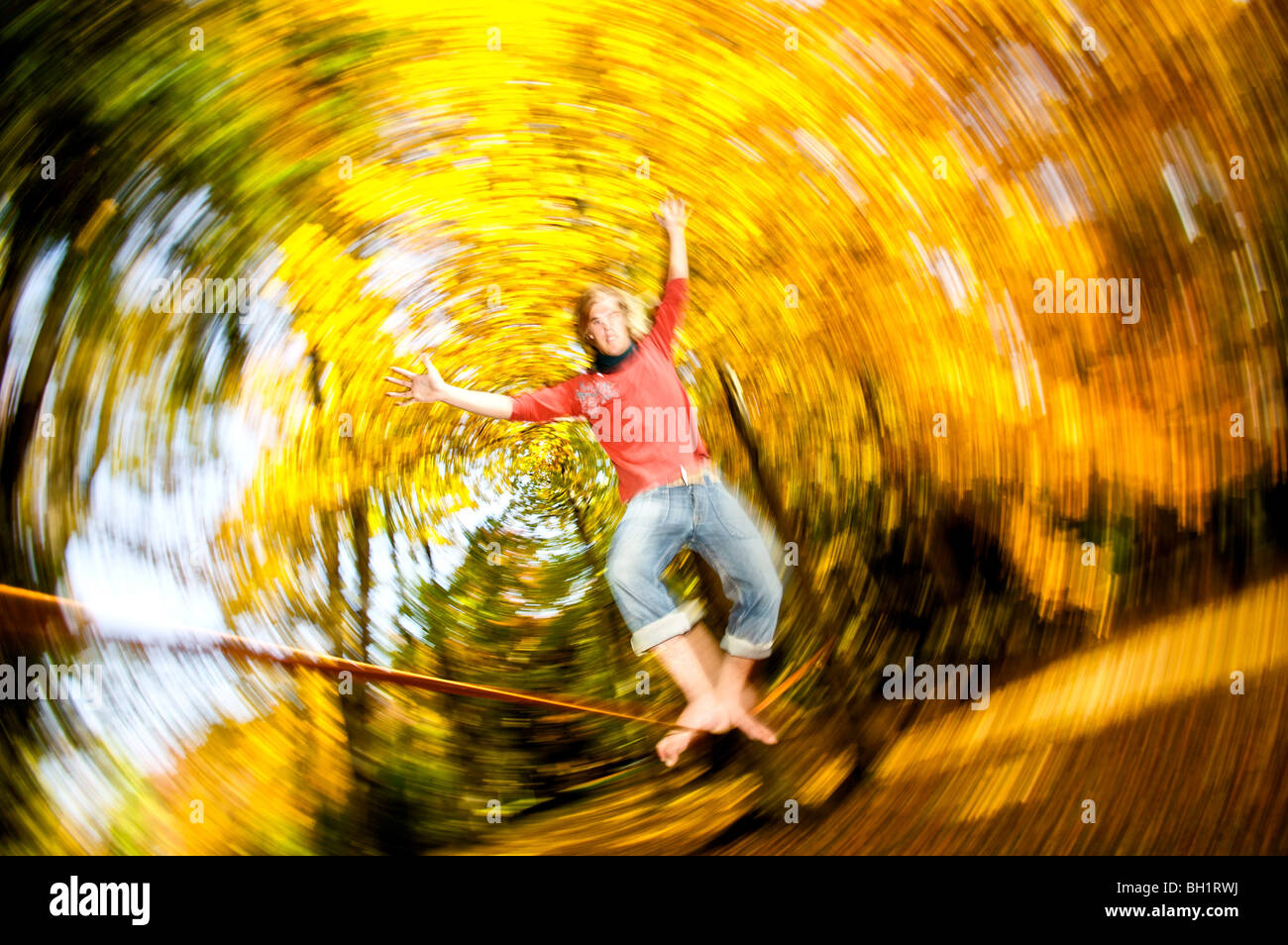 Man balancing on one foot hi-res stock photography and images - Alamy