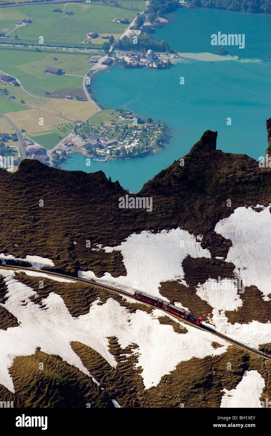 Aerial shot of Brienz Rothorn Railway (Switzerland's oldest cogwheel ...