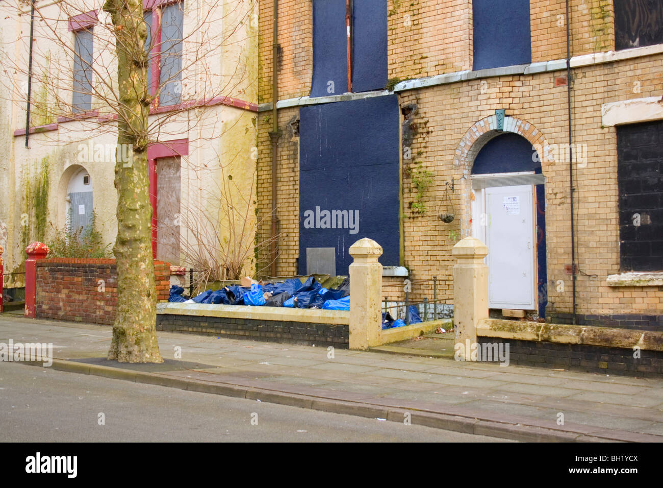 A street of boarded up derelict houses in the Granby St area of ...