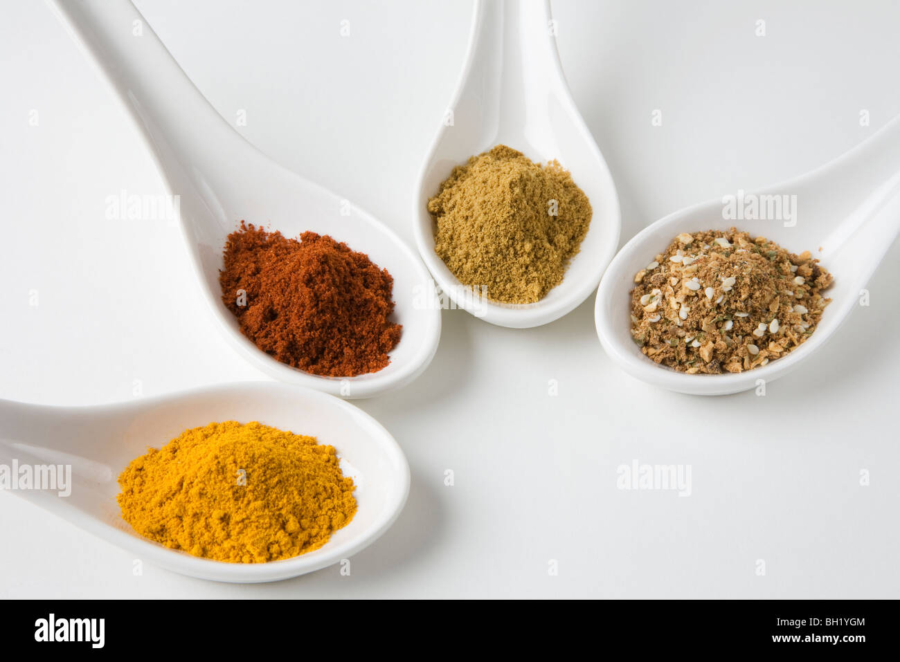Turmeric, chilli, cumin and chinese 5 spice Stock Photo - Alamy