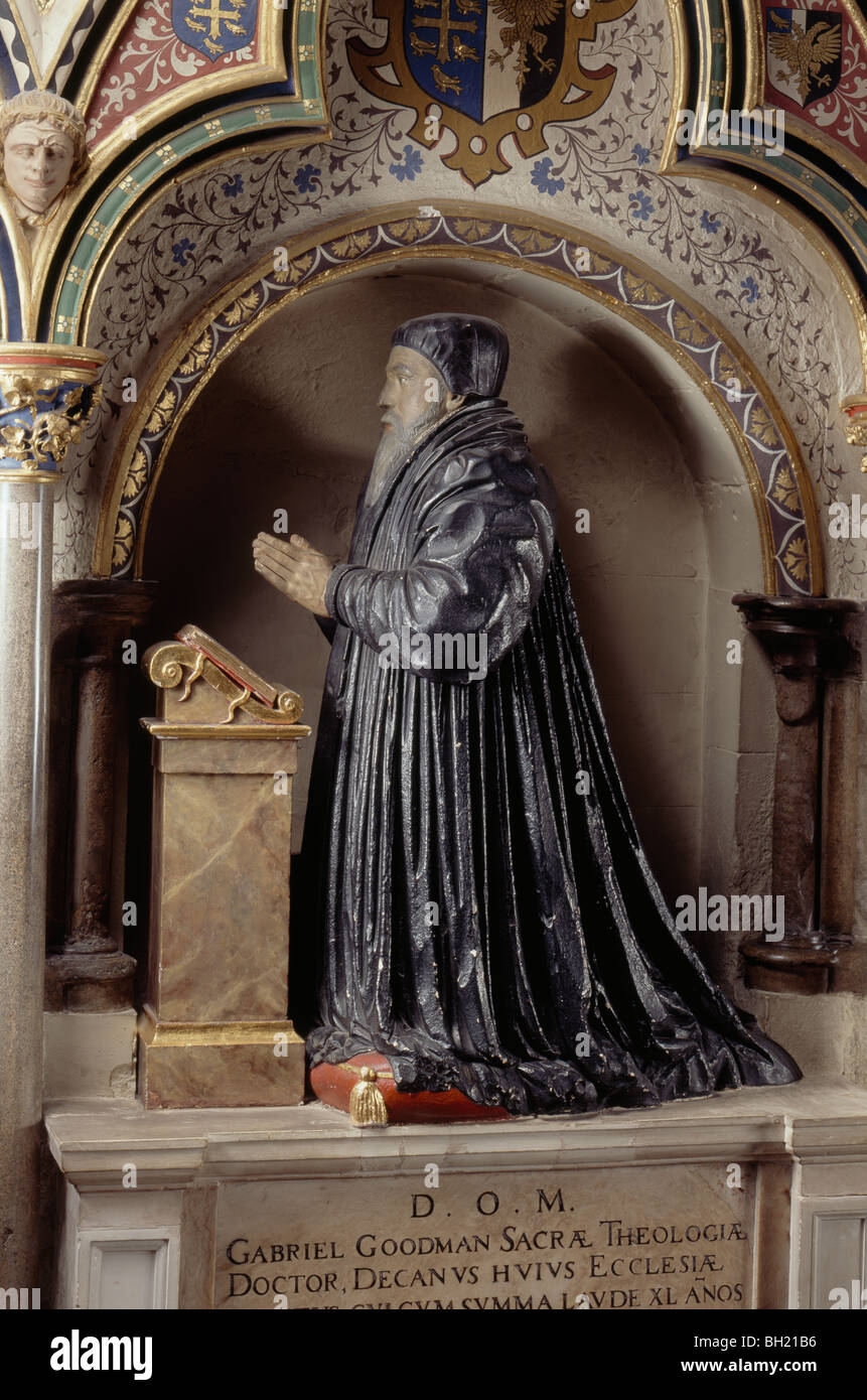 Dean Gabriel Goodman 1529 -1601 painted stone monument showing him ...