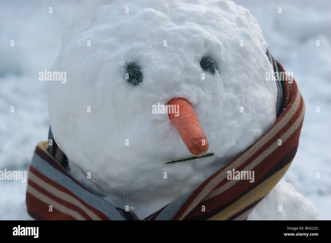 Snowman wearing s scarf Stock Photo - Alamy