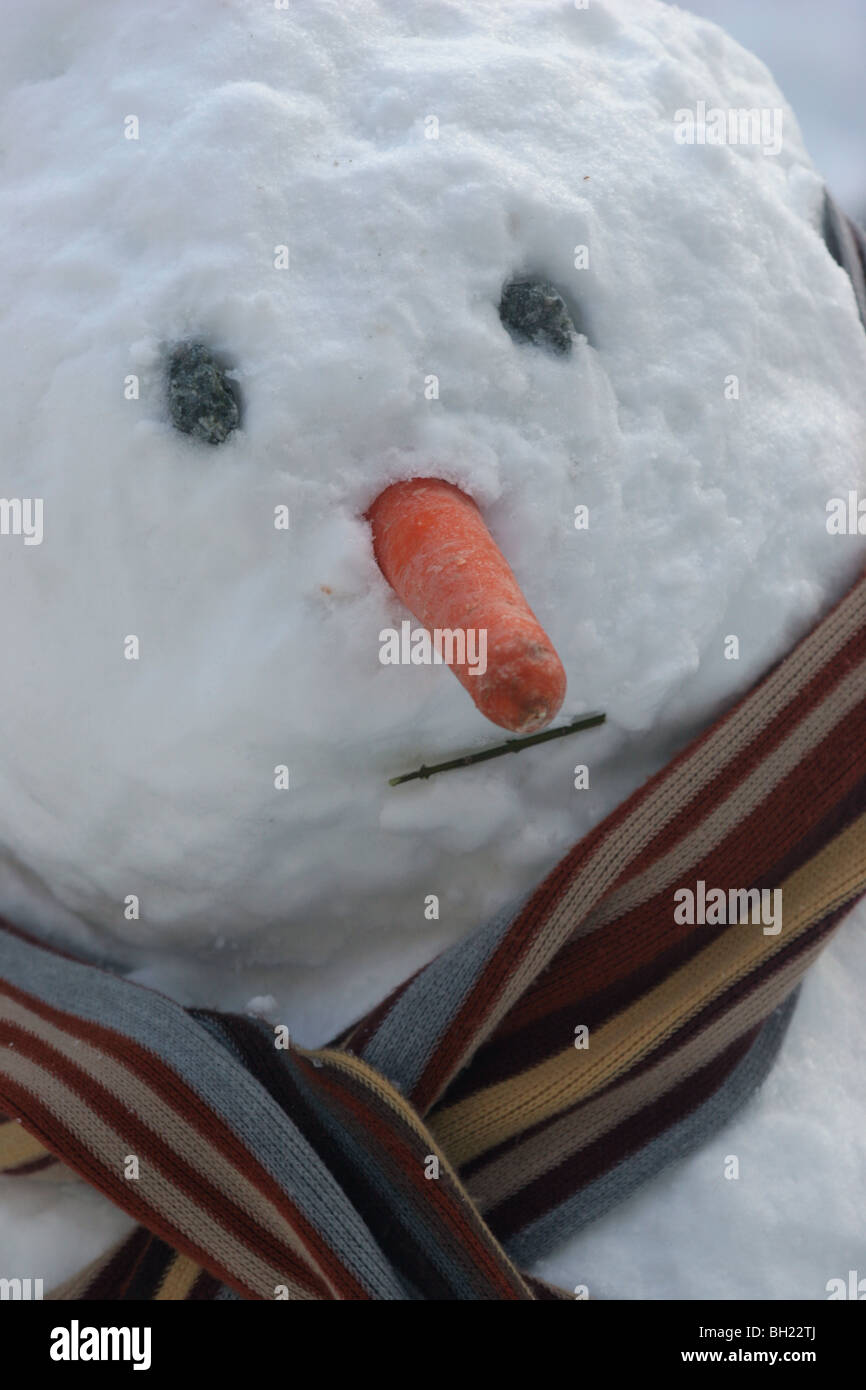 Snowman wearing s scarf Stock Photo - Alamy