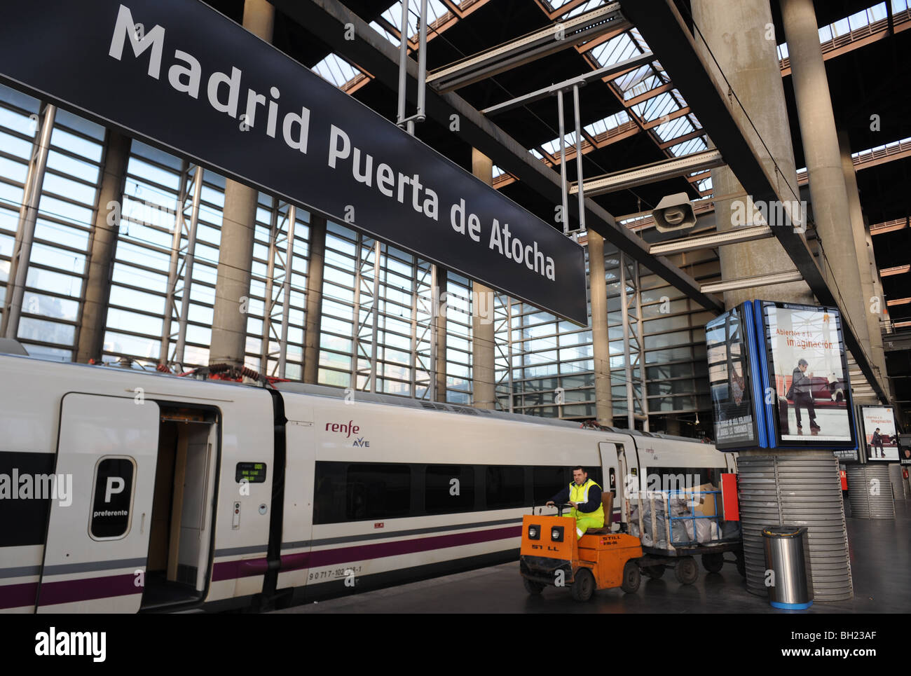 An Renfe train waits at Atocha station in Madrid, Spain Stock Photo - Alamy