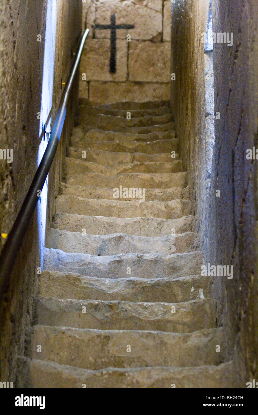Crucifix at the Top of an Internal Staircase at Chastel Blanc Crusader ...