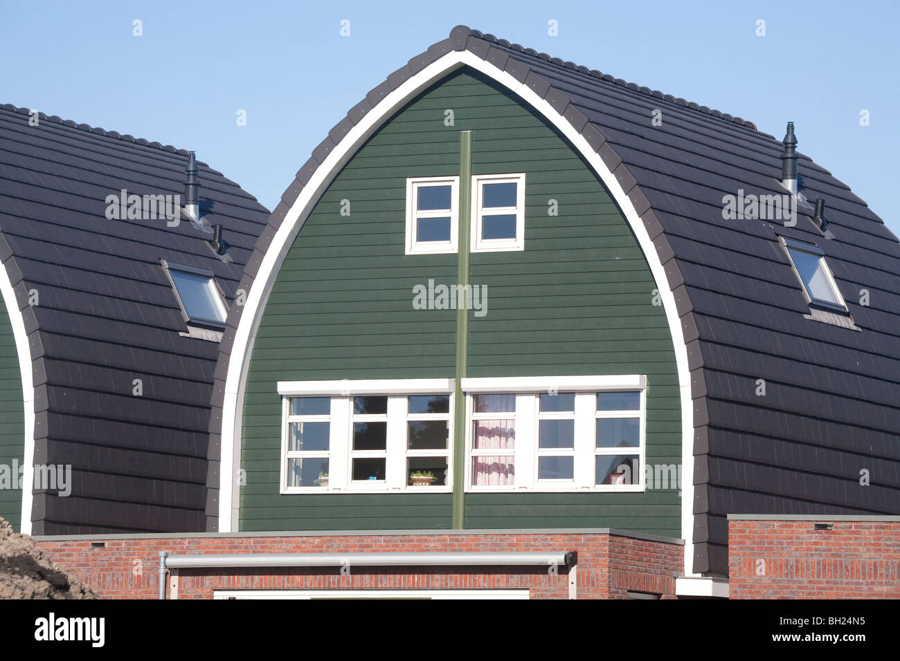 Holland Nederlands Dutch house modern boat shape green tile window roof ...