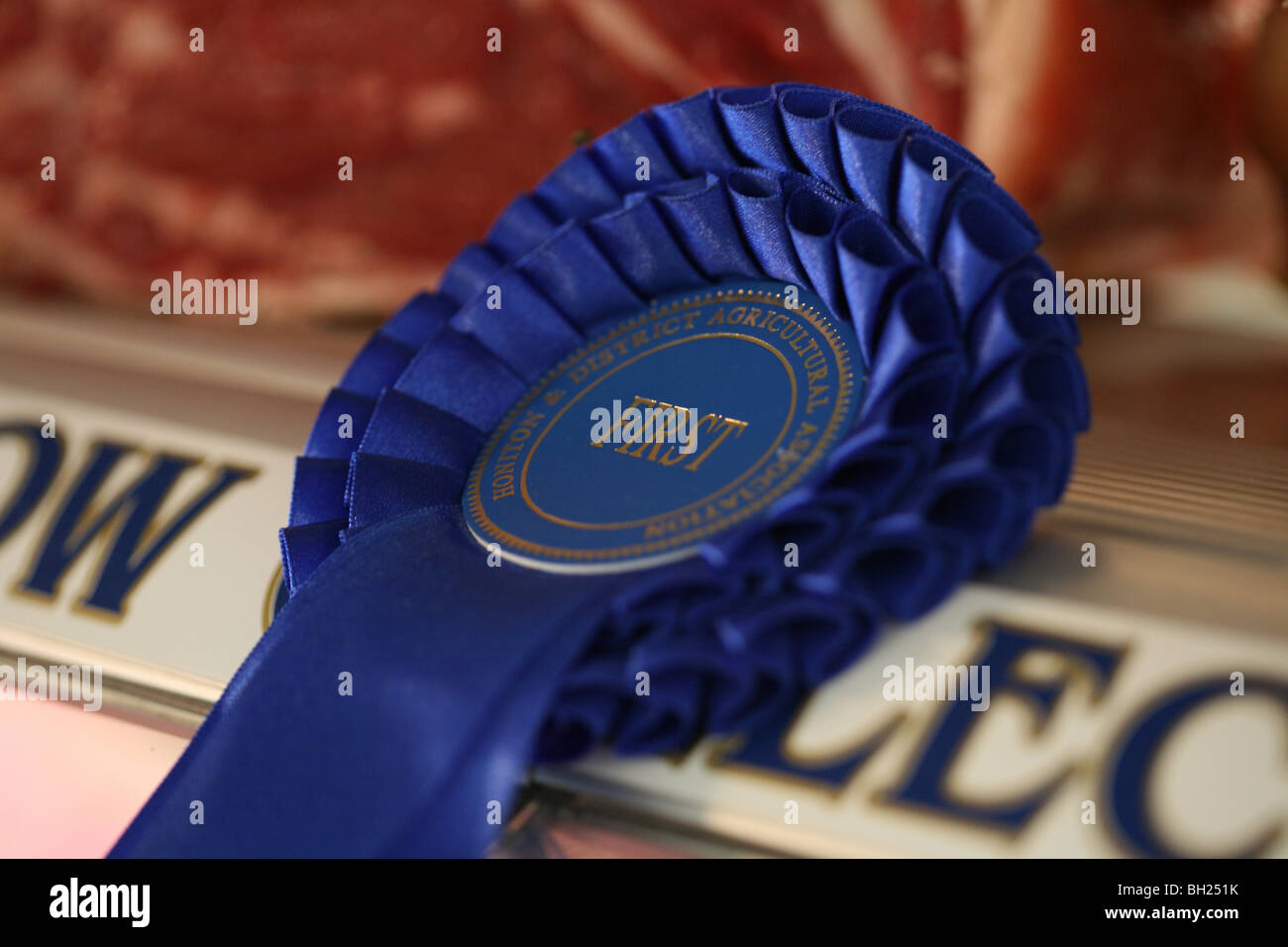 First place Blue rosette Stock Photo - Alamy