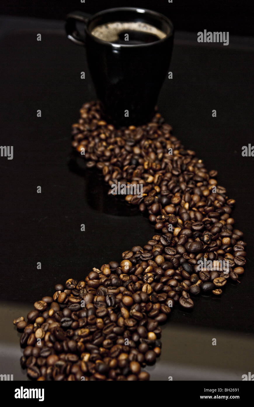 cup of coffee and road of coffee Stock Photo - Alamy