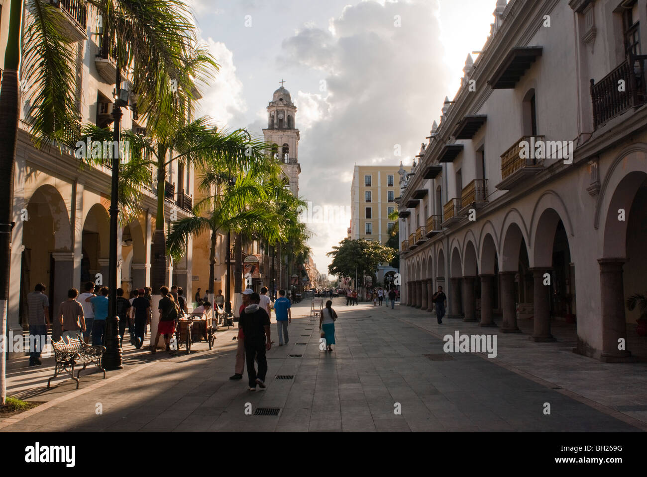 Typical colonial architecture on a downtown street in the port city of ...