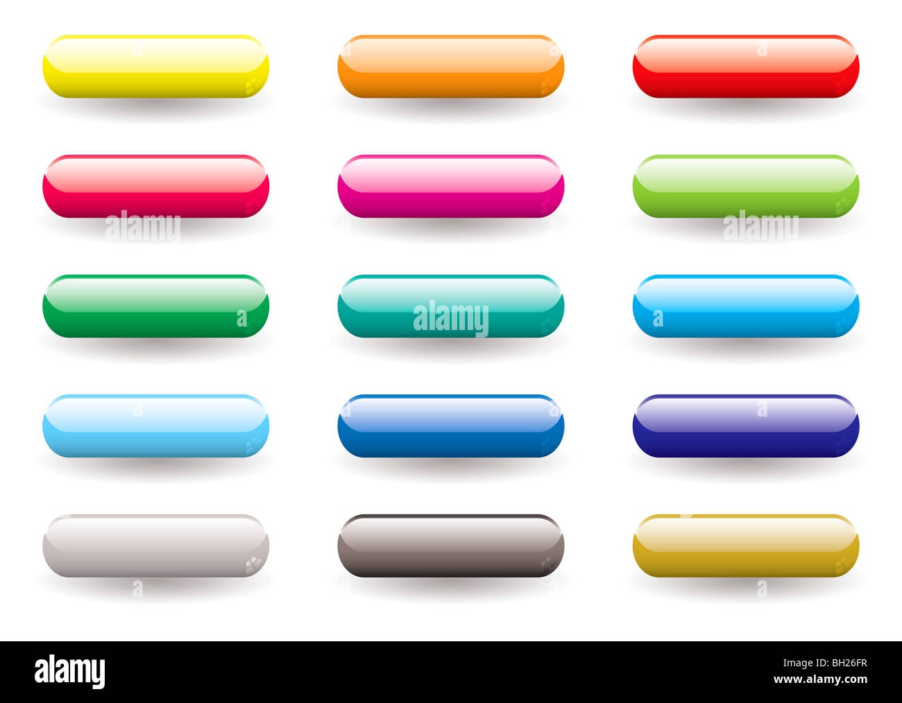 Twelve brightly coloured lozenge shaped icons buttons with drop shadow ...