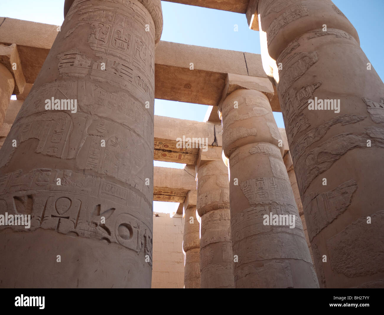 Carvings in the Hypostyle Hall in the Egyptian Temple Complex of Karnak ...