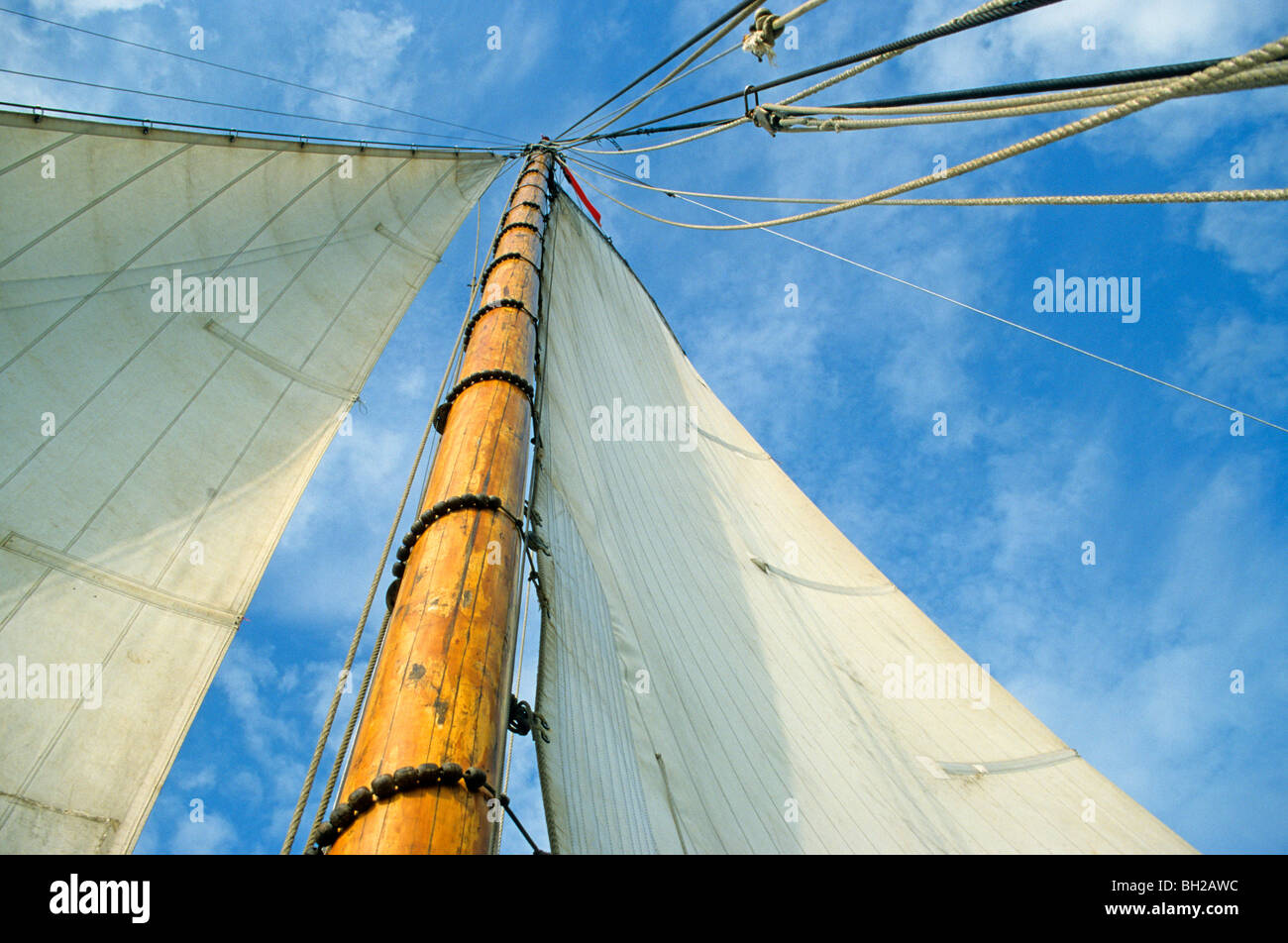 mast and sail of a sailing ship Stock Photo - Alamy