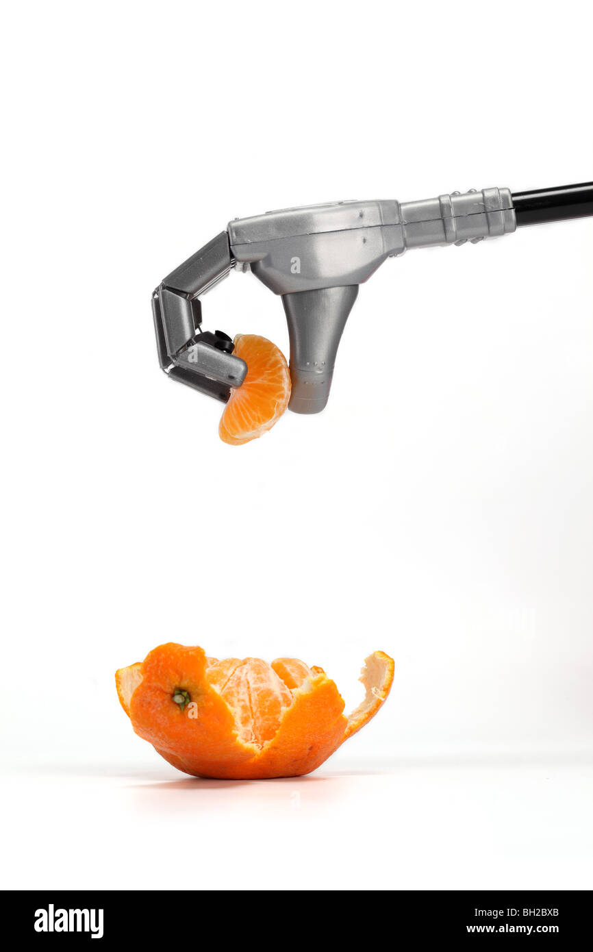 Mandarin Robot grab food hand arm fingers finger hold holding delicate ...