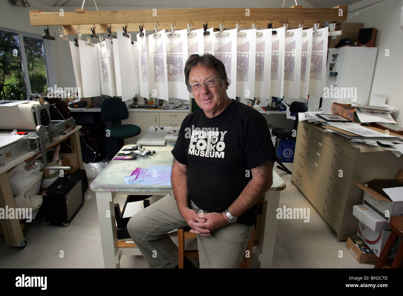 Golden Bay artist Colin Coke, in his studio in Collingwood, New Zealand ...