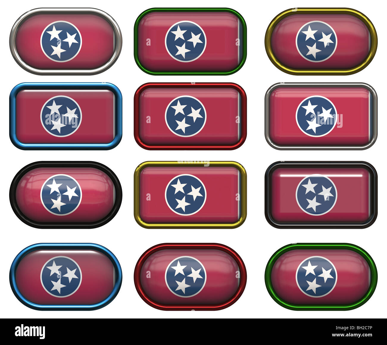 twelve Great buttons of the Flag of Tennessee Stock Photo - Alamy