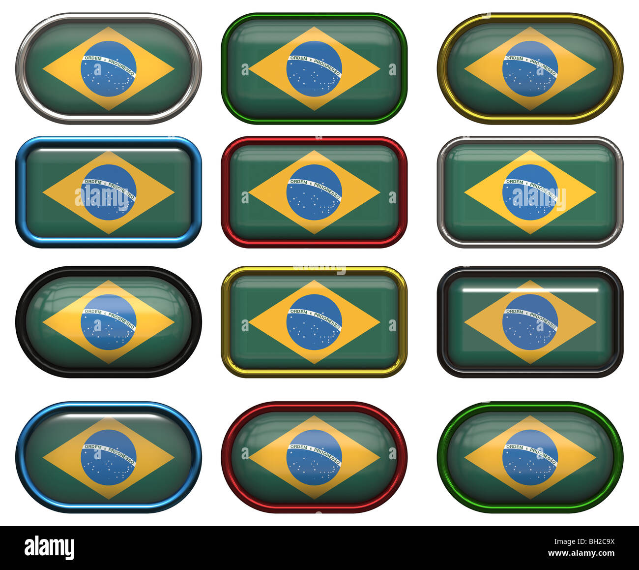Brazil flag button hi-res stock photography and images - Alamy