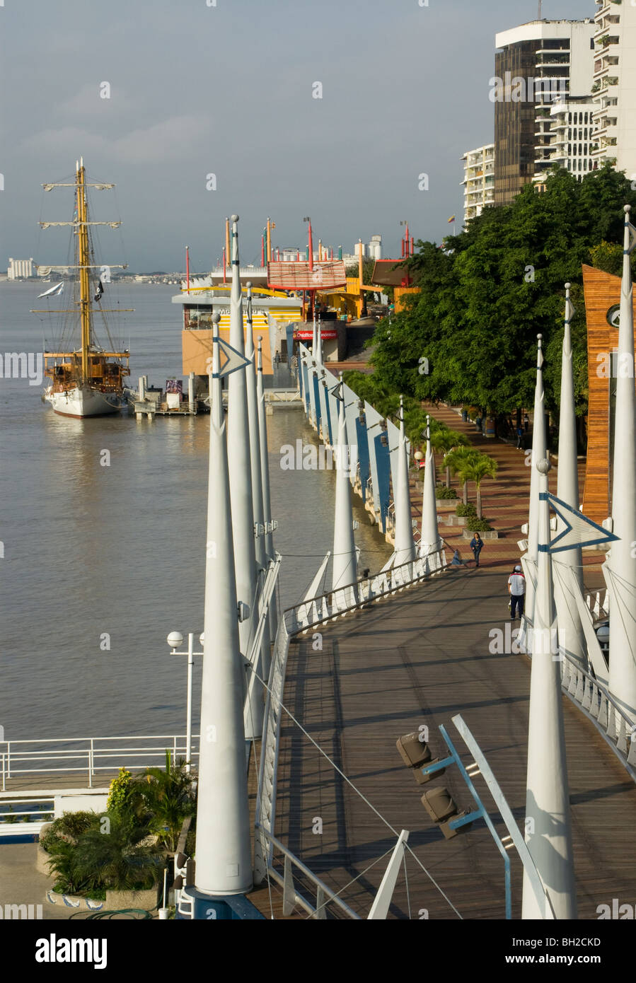 Ecuador. Guayaquil city. Boardwalk 2000, central area and Guayas river ...