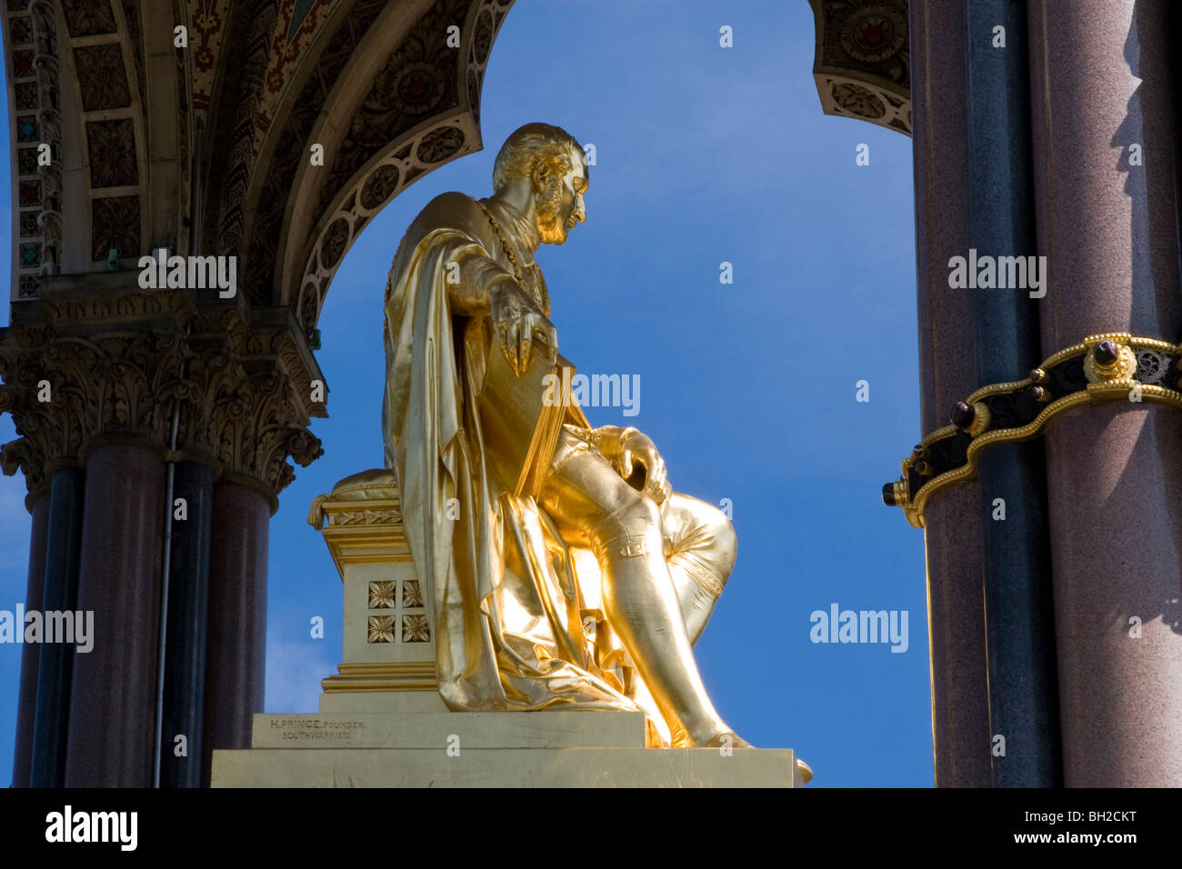golden statue of Prince Albert from the Albert Memorial in Kensington ...