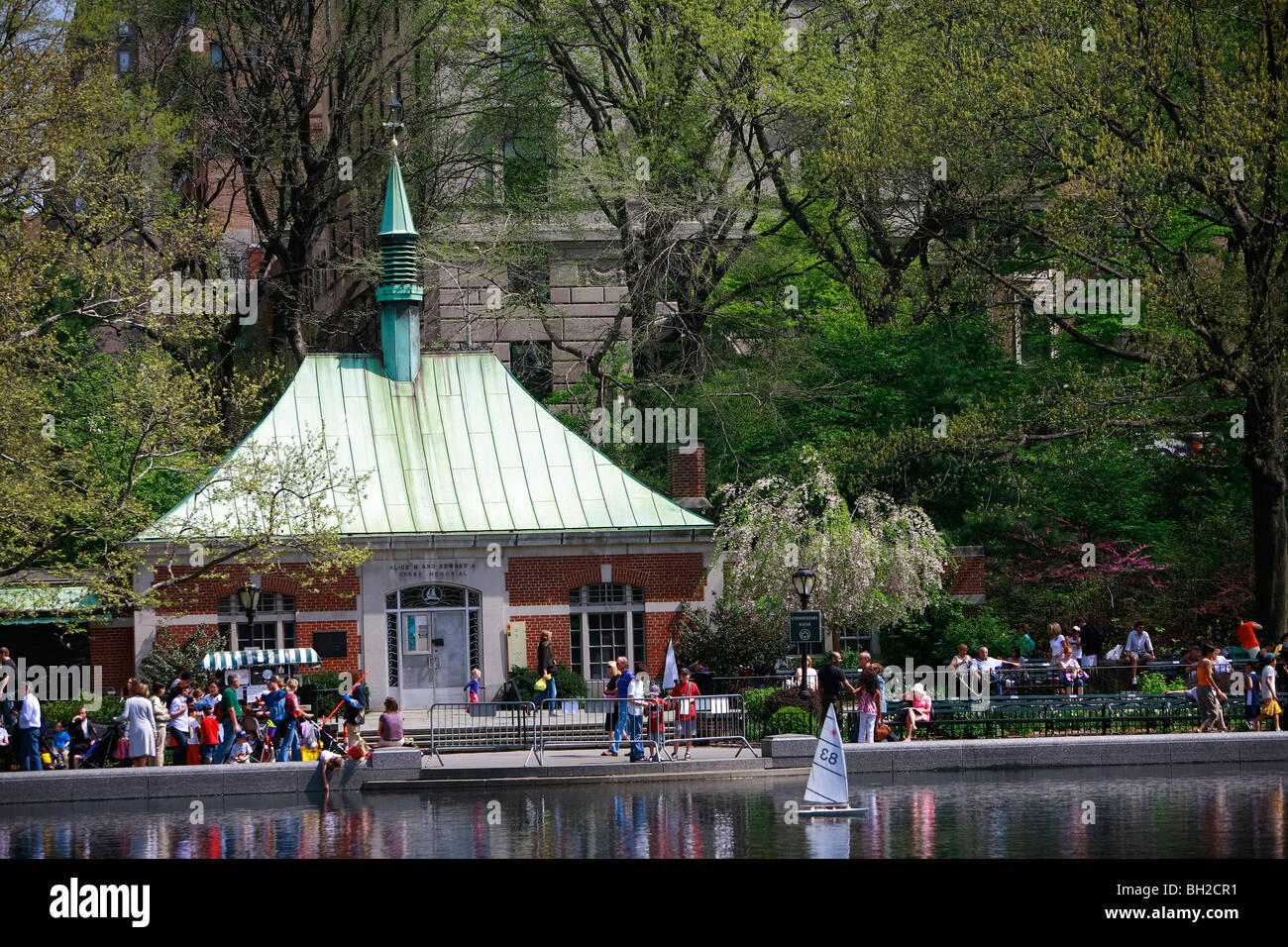 Central Park during spring season when cherry tree blossoms and ...
