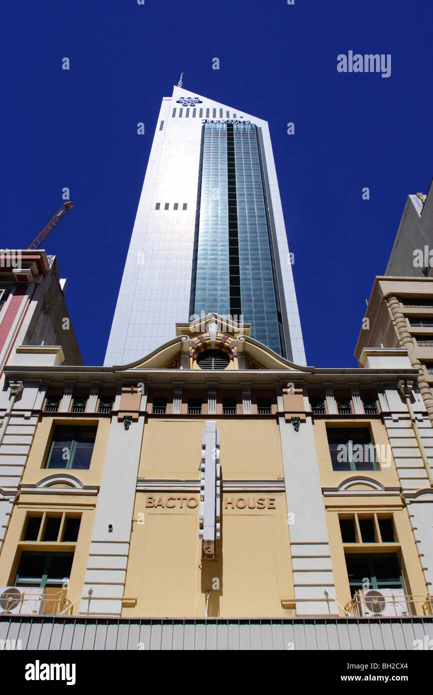 Bank West Building towering over Bacto House in Perth, Western ...