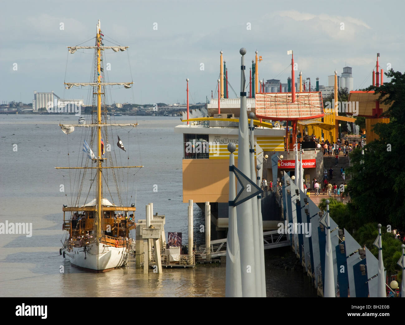 Ecuador. Guayaquil city. Boardwalk 2000, central area and Guayas river ...